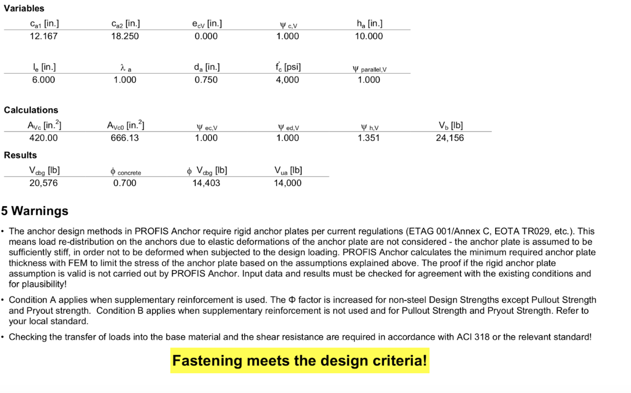 EM-BOLT Embed Plate Design - Using HILTI Profis™ Software Analysis